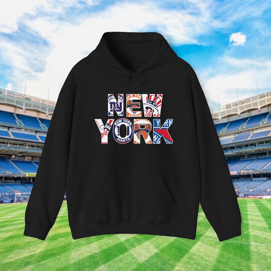 New York Sports Team Mash up Hoodie, Unisex Hooded Sweatshirt, Custom ...