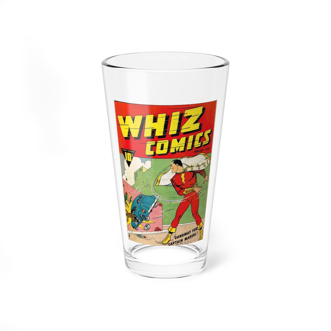 Whiz Comics 2 Glass, 16oz Captain Marvel Glass Shazam Comic Book ...