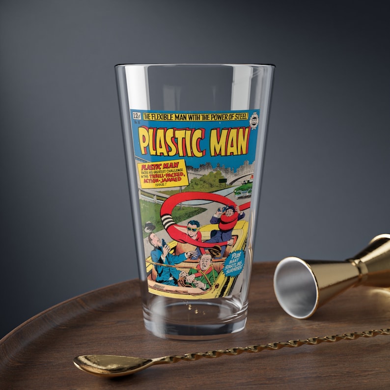 Plastic Man 16 Glass, 16oz Plastic Man Glass Comic Book Glassware ...