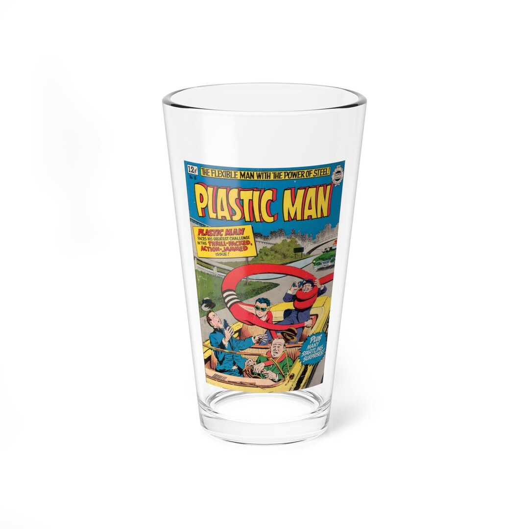 Plastic Man 16 Glass, 16oz Plastic Man Glass Comic Book Glassware ...