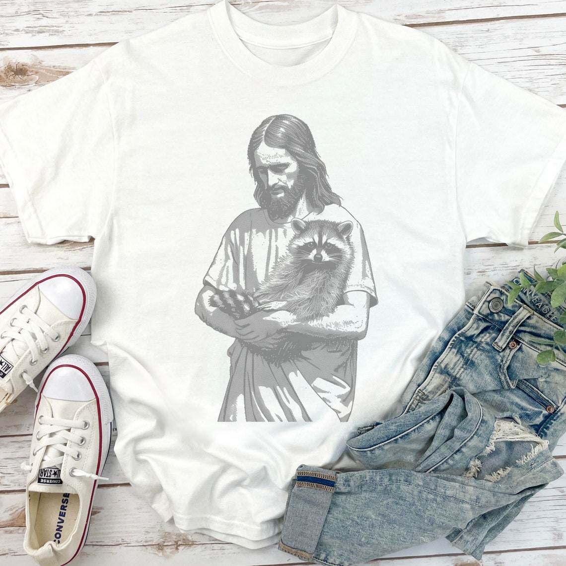 Jesus Holding Raccoon PNG, Raccoon and Jesus SVG, Design Racoon, Racoon ...