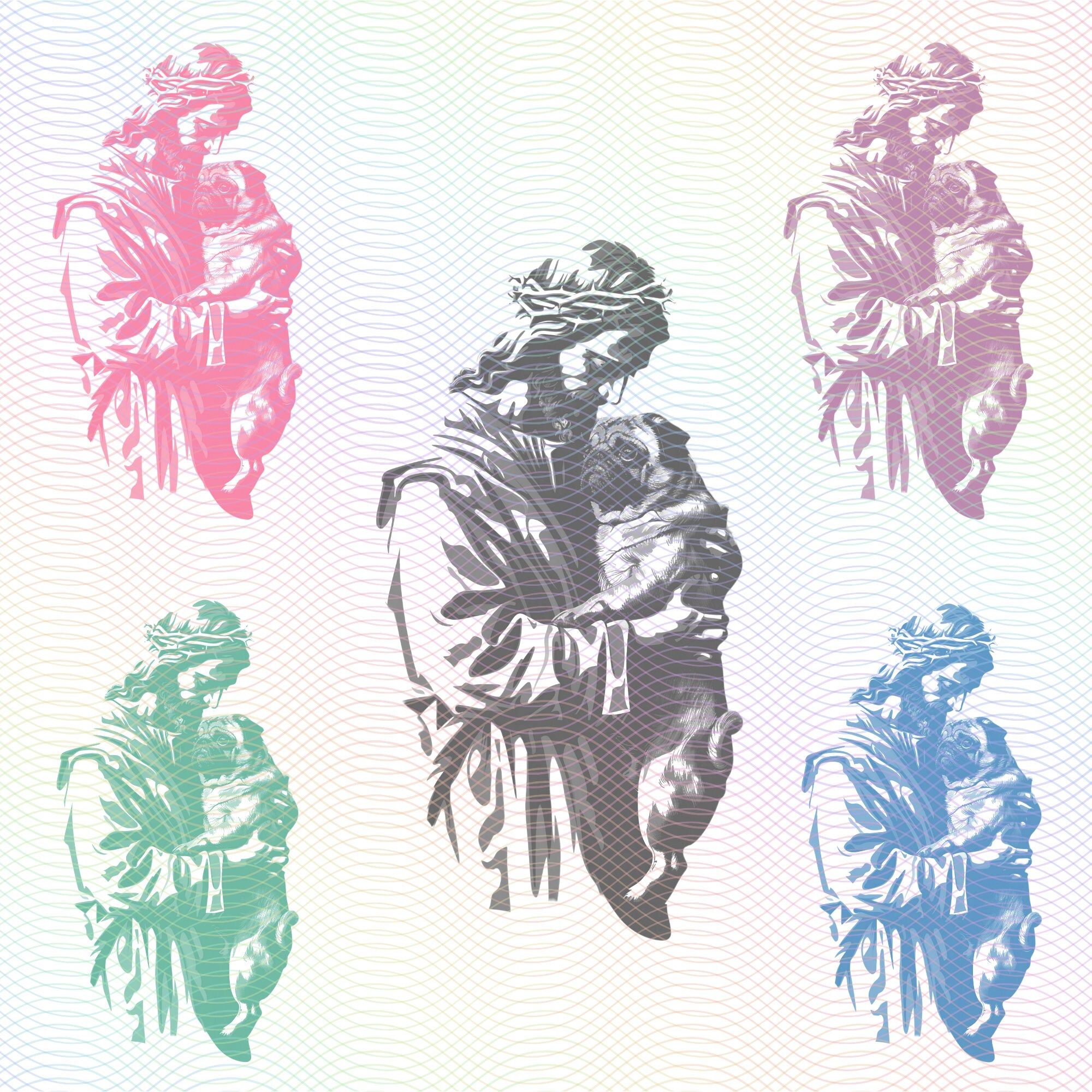 Cute and Funny Pug PNG Designs Jesus Hugging Pug, Christian Pug Art ...