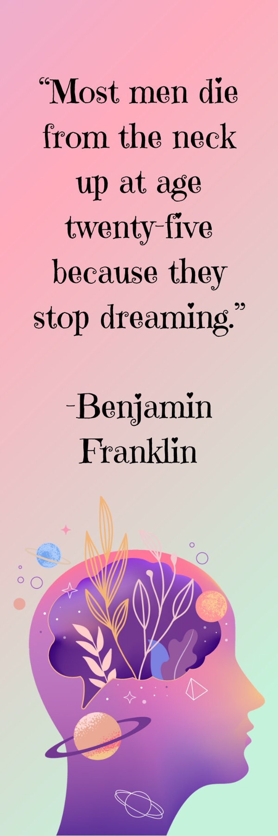Benjamin Franklin Dream Quote Printable Bookmark - Etsy