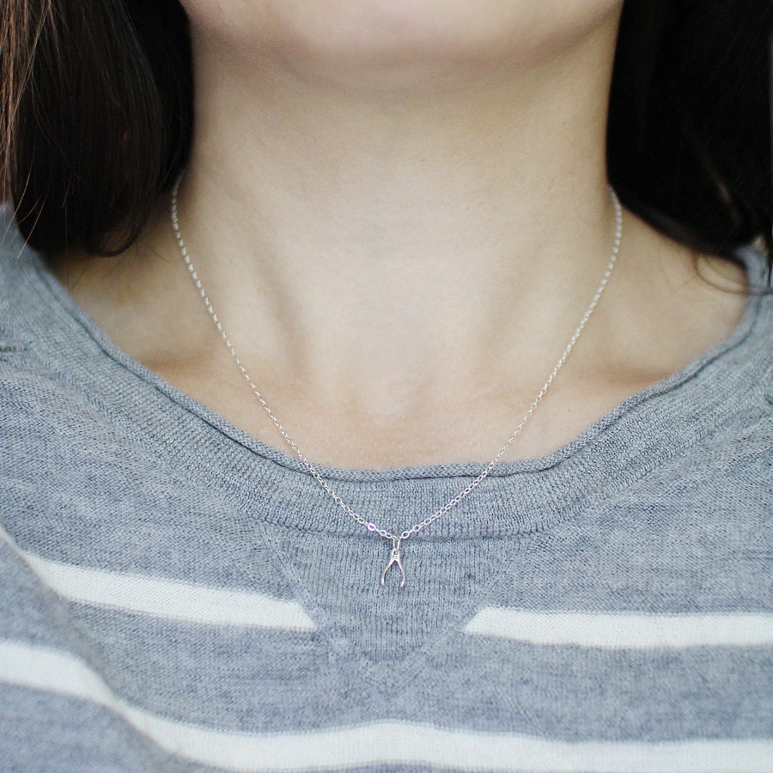 Furcula Silver Wishbone Necklace - Etsy