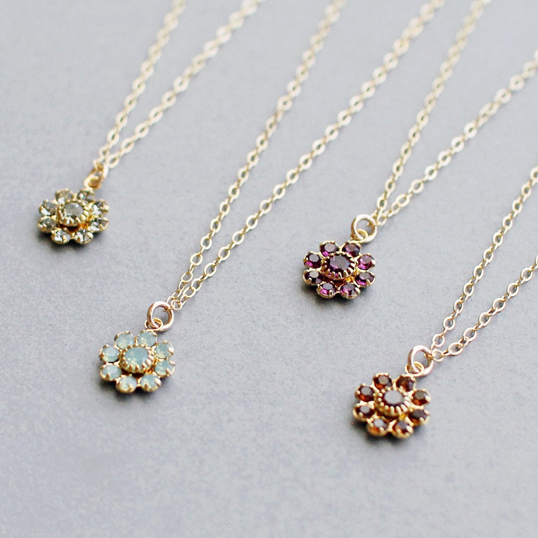 Flower Necklace, Pretty Dainty Necklace, Floral Jewelry, Bridesmaid ...