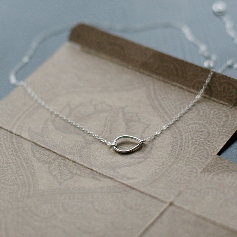 Sterling Silver Teardrop Necklace Geometric Teardrop Charm - Etsy