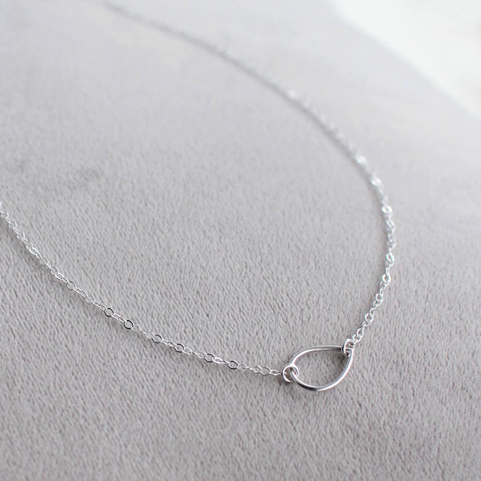Sterling Silver Teardrop Necklace Geometric Teardrop Charm - Etsy