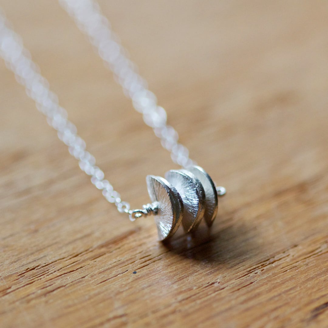 Unique Sterling Silver Necklace, Delicate Silver Necklace, Circle Disc ...