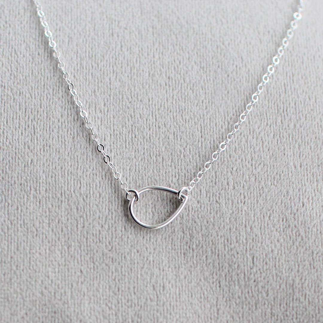 Sterling Silver Teardrop Necklace - Geometric Teardrop Charm Necklace ...