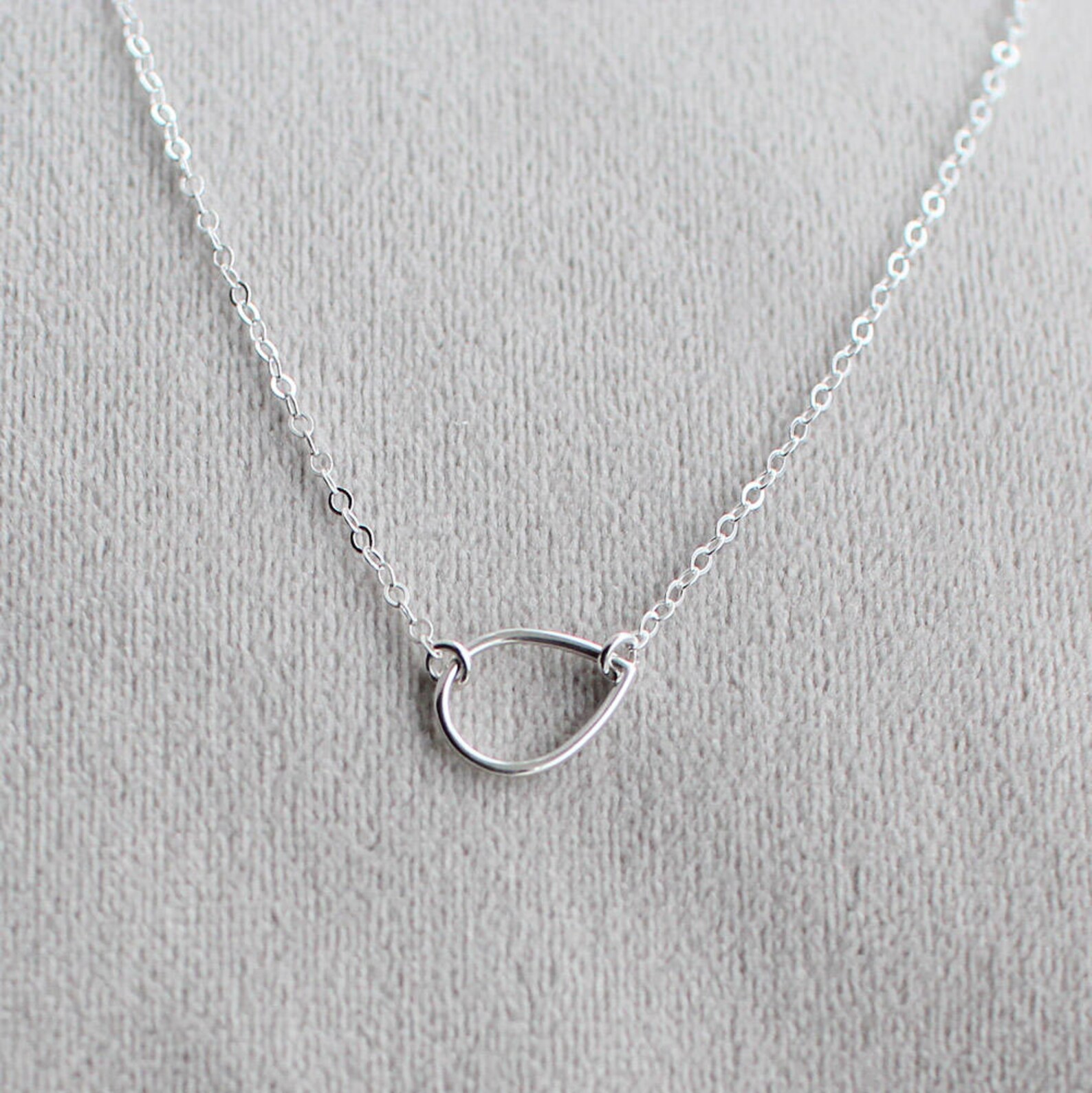 Sterling Silver Teardrop Necklace Geometric Teardrop Charm - Etsy