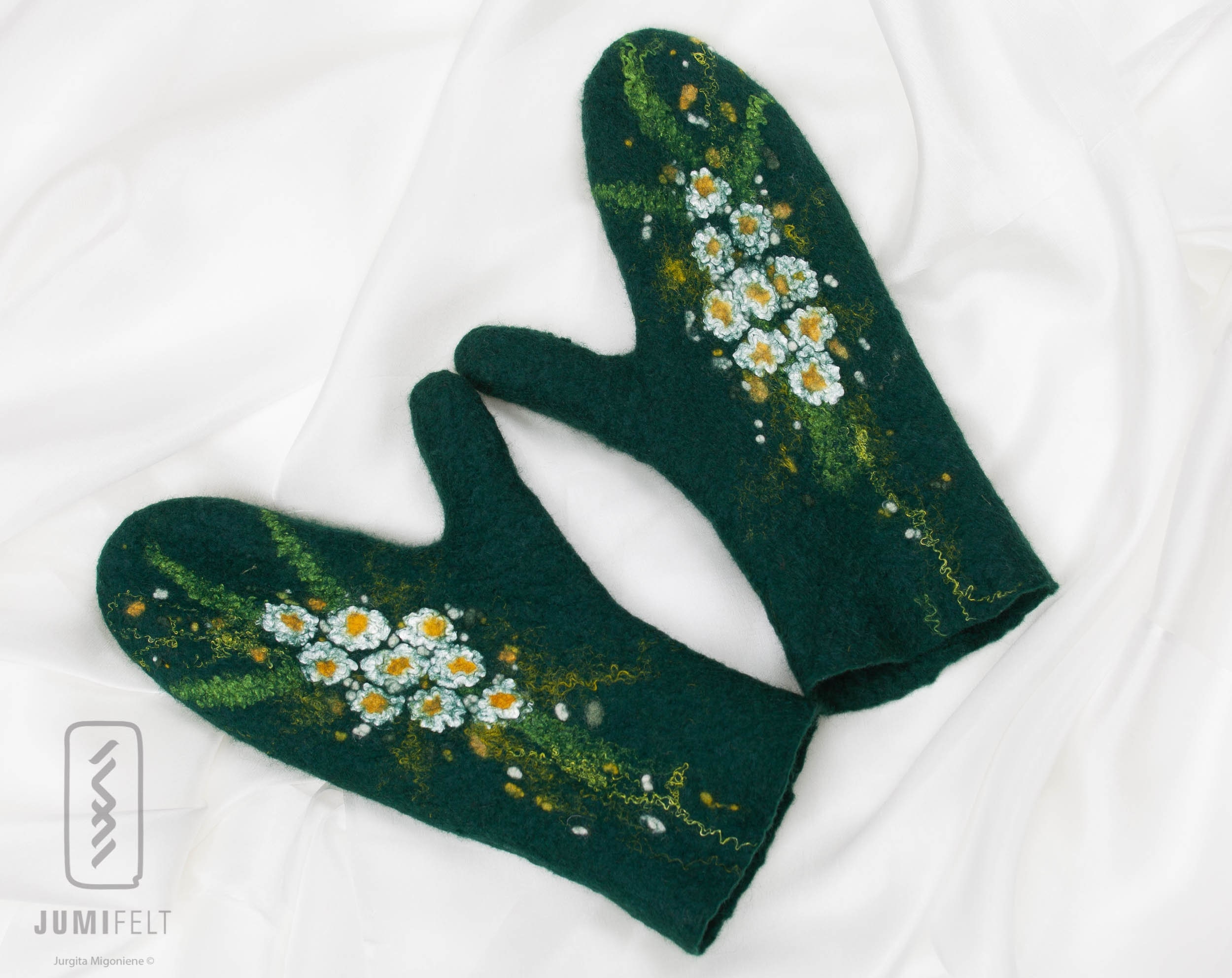 Felted Mittens Warm Soft Wool Gloves Green Mittens With - Etsy