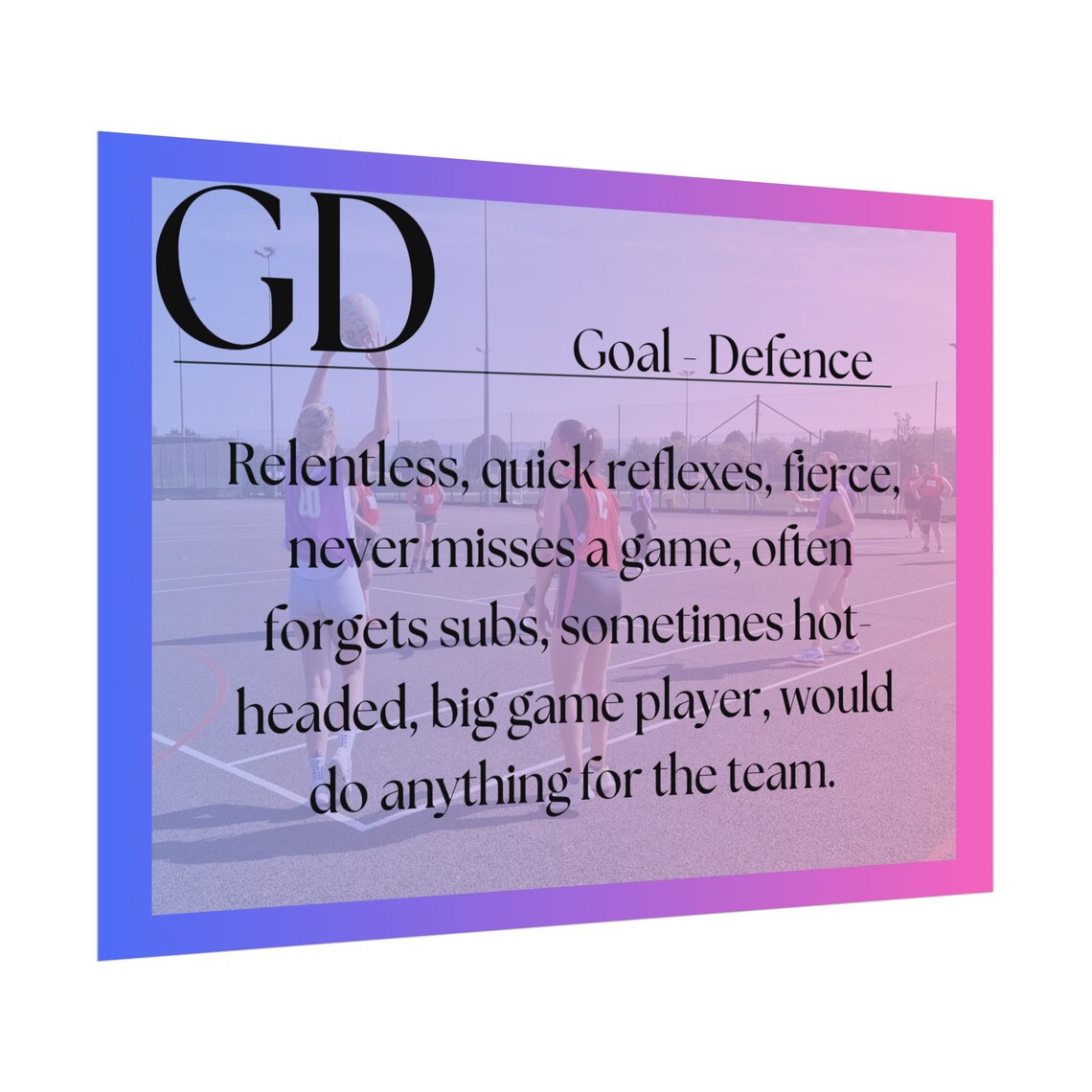 Netball GD Poster - Etsy