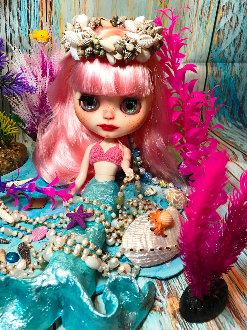 Custom CORALIA Mermaid Hybrid OOAK Blythe Doll by Sassy Grace - Etsy