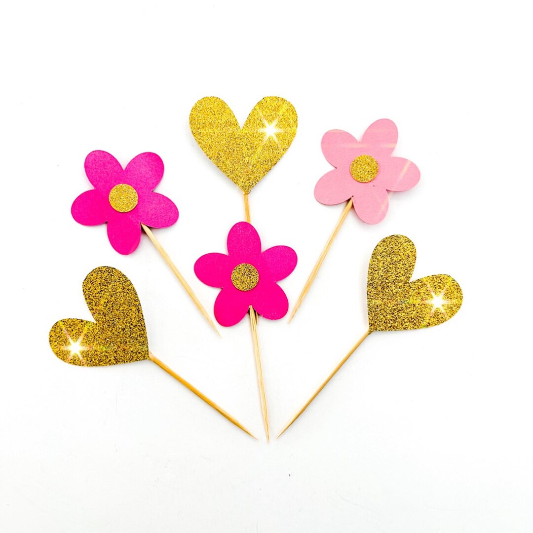 Flower and Heart Toppers, Doll Head Toppers, Doll Head Party, Doll Head ...