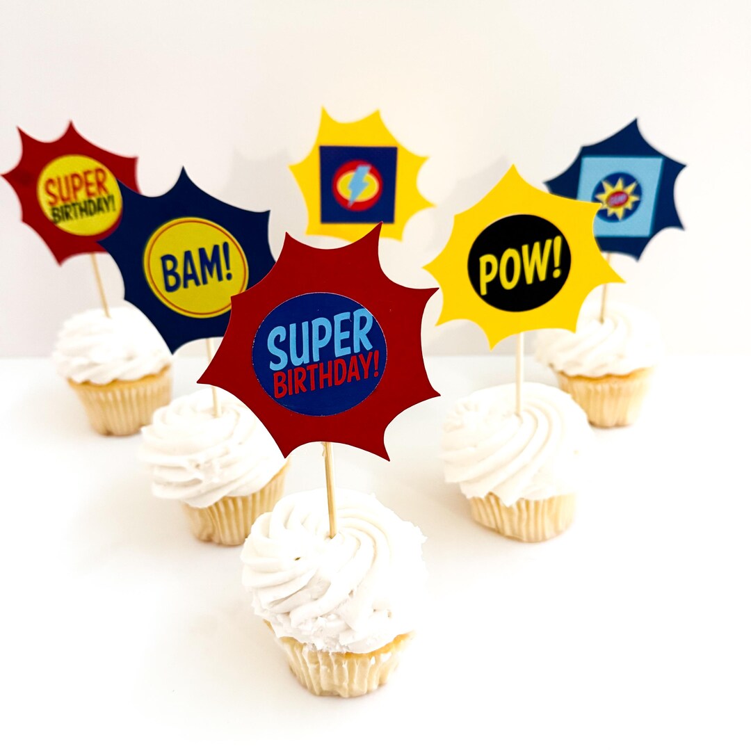 Super Hero Toppers, Super Hero Birthday, Super Hero Cupcakes, Super ...