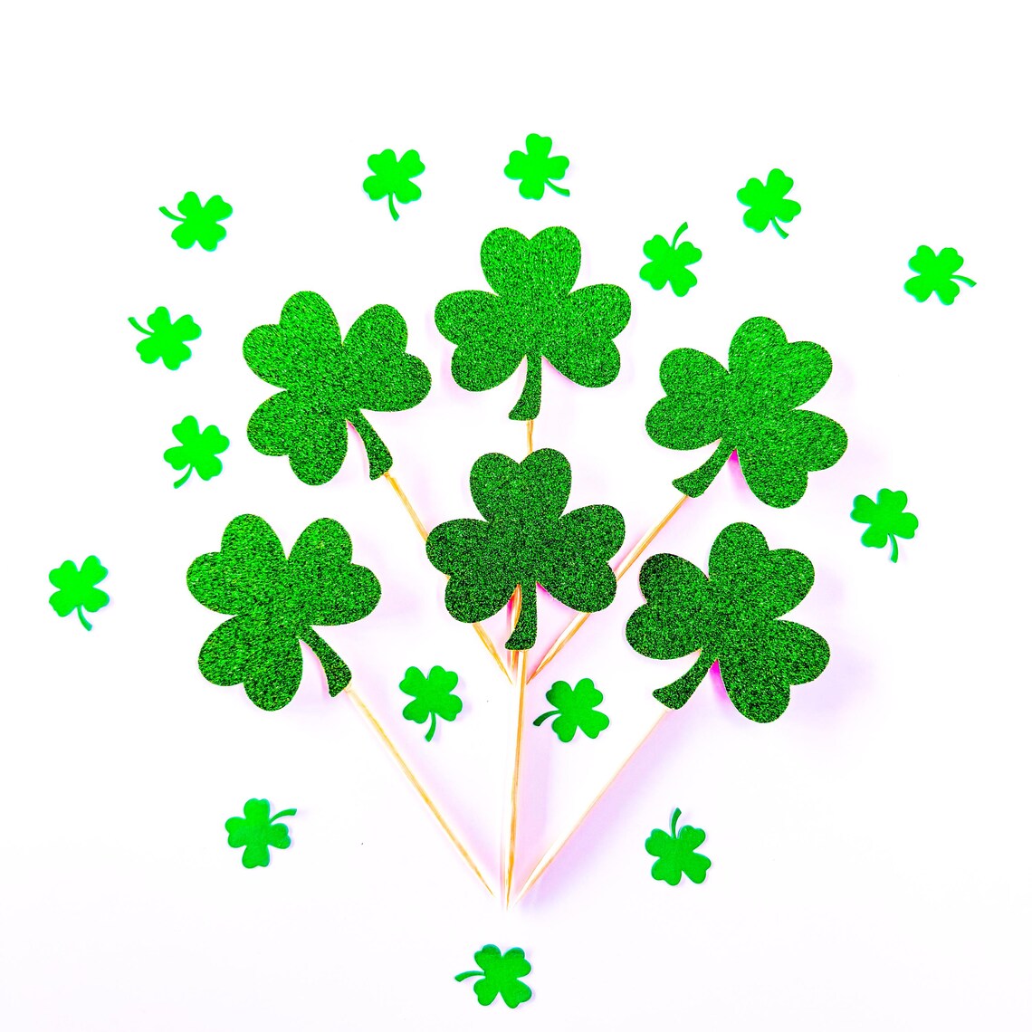 Glitter Shamrock Cupcake Toppers, Shamrock Toppers, St. Patricks Party ...