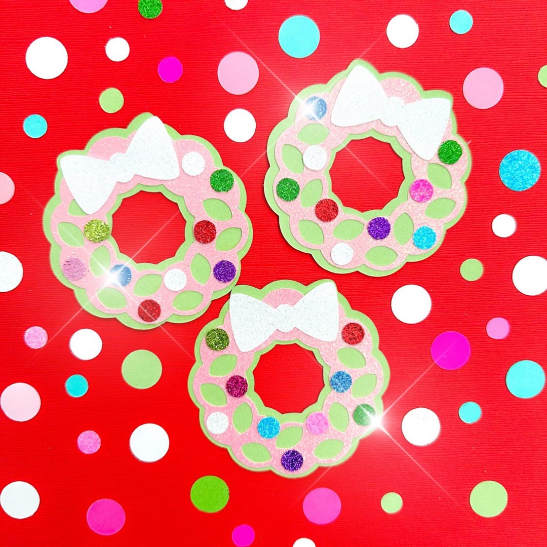 Cute Christmas Wreath, Pastel Christmas Die Cut, Pastel Christmas ...
