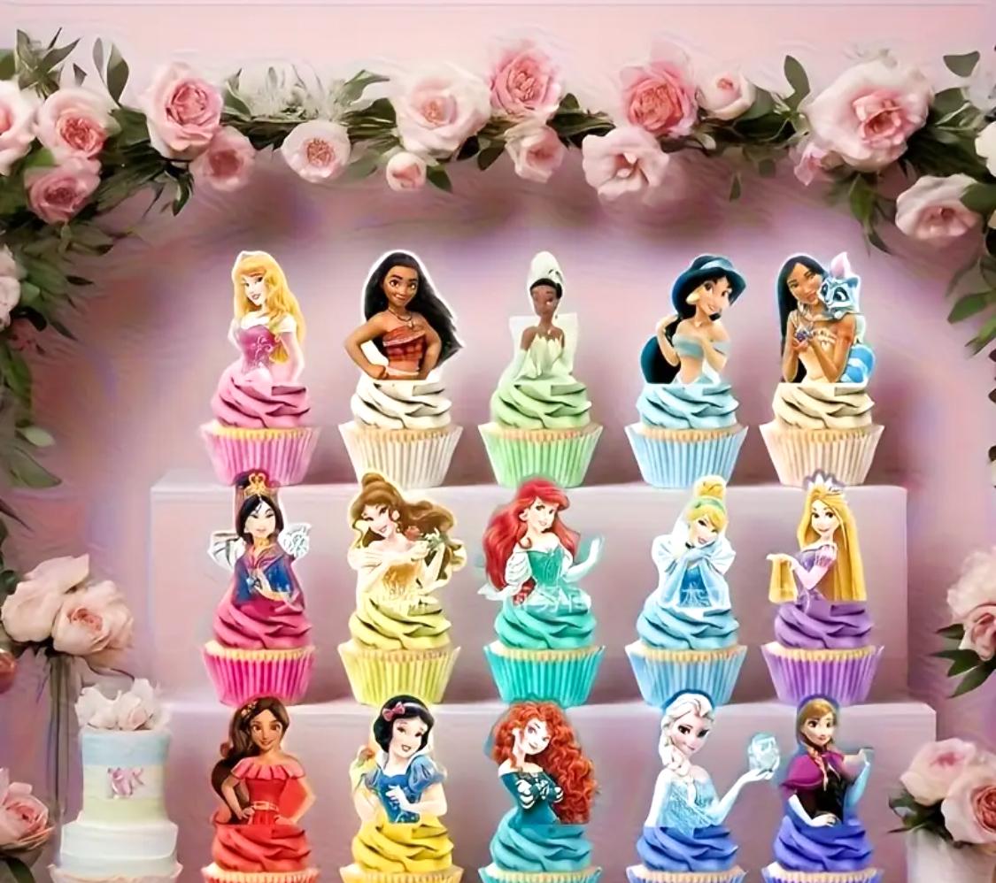 15 Princess Cupcake Toppers, Princess Birthday, Princess Party ...