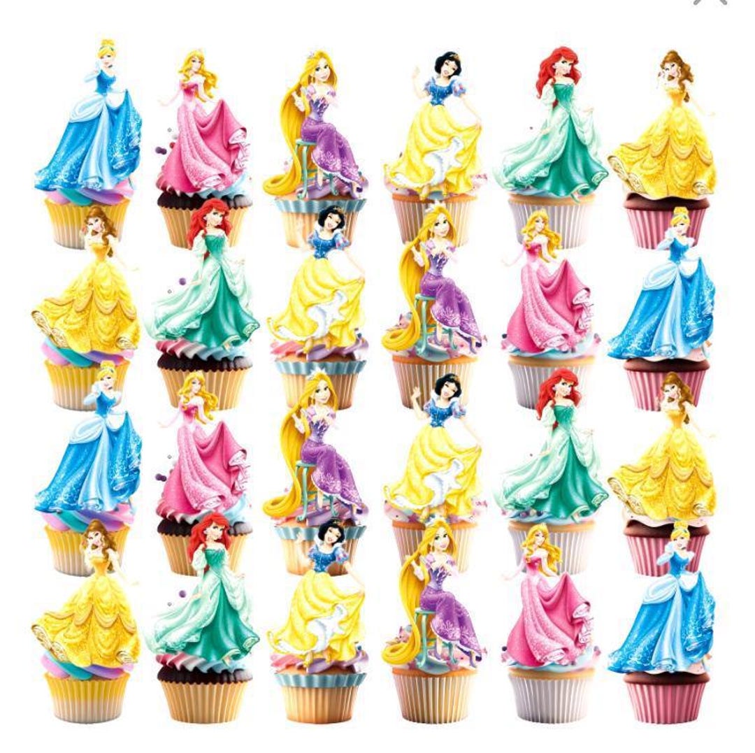 24 Princess Toppers, Princess Cupcakes, Princess Party, Princess ...