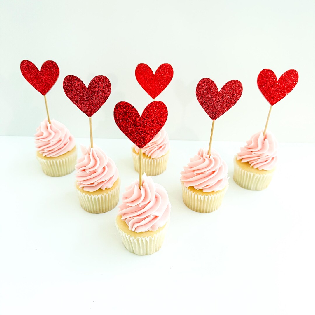 Heart Toppers, Valentine Toppers, Heart Cupcake Toppers. Valentine ...