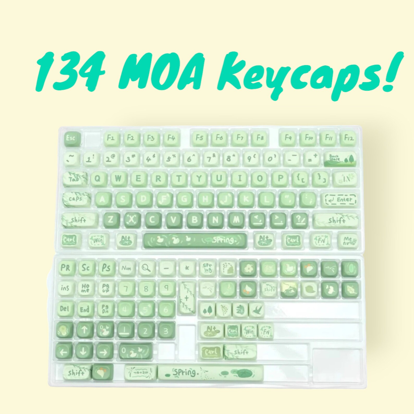 Cute Matcha MOA Keycap Set, Kawaii Anime Keycaps for Mechanical ...