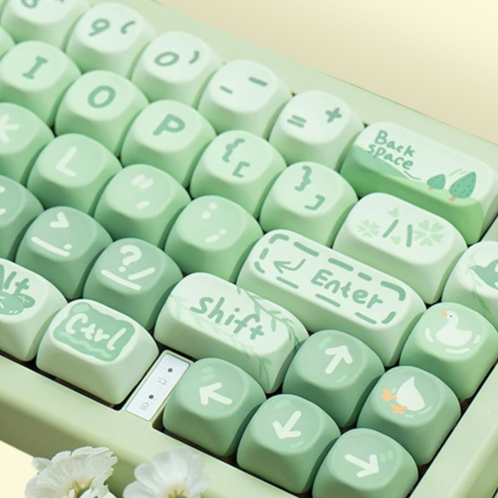 Cute Matcha MOA Keycap Set, Kawaii Anime Keycaps for Mechanical ...
