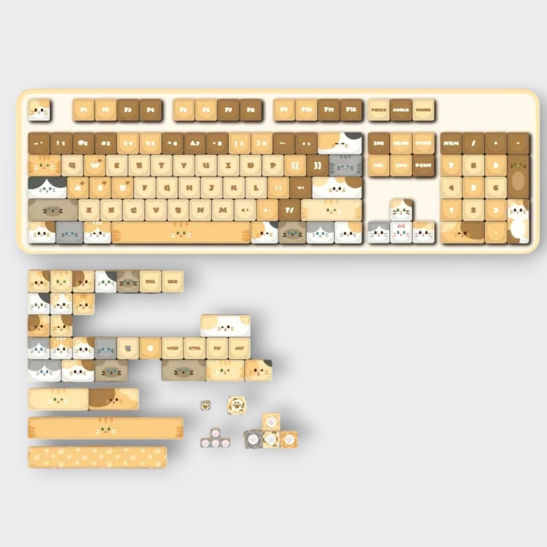 Cat Emoji Keycap Set, Cute PBT Keycaps, MAO Profile Keycaps, Gaming ...