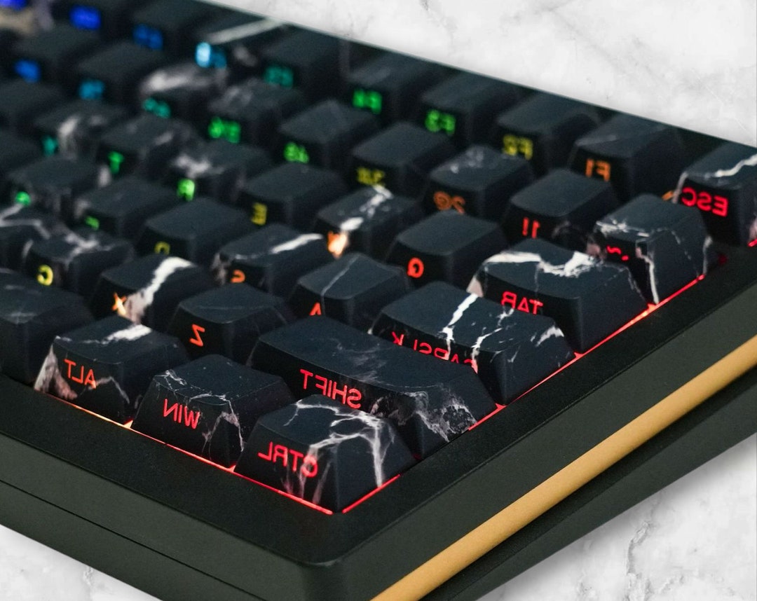 Black Marble XVX PBT Keycap Set, Custom Japanese Keycaps, Cute Marble ...