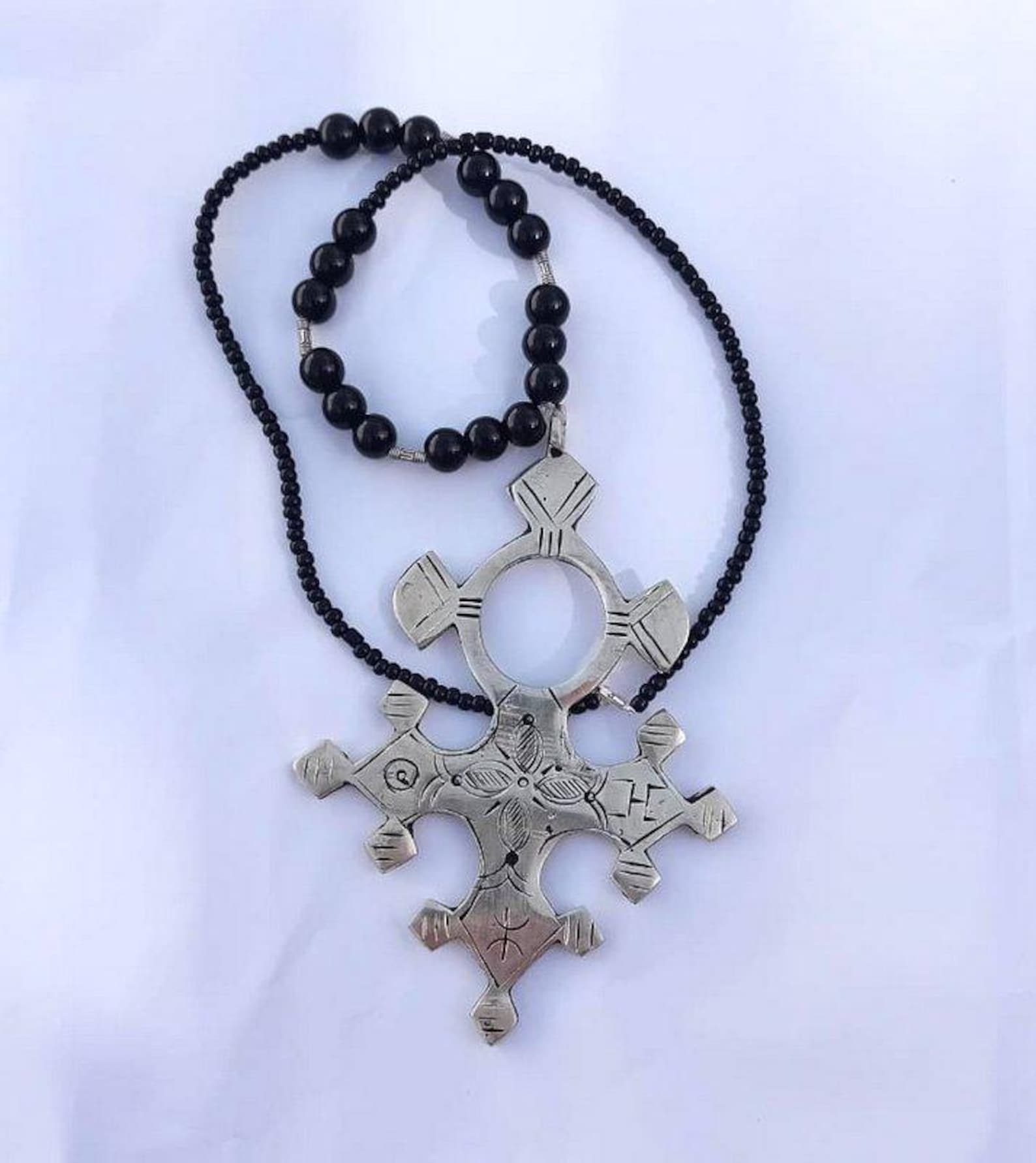 Moroccan Handmade Tuareg Cross Pendant, Ethnic Tribal, Tuareg Silver ...
