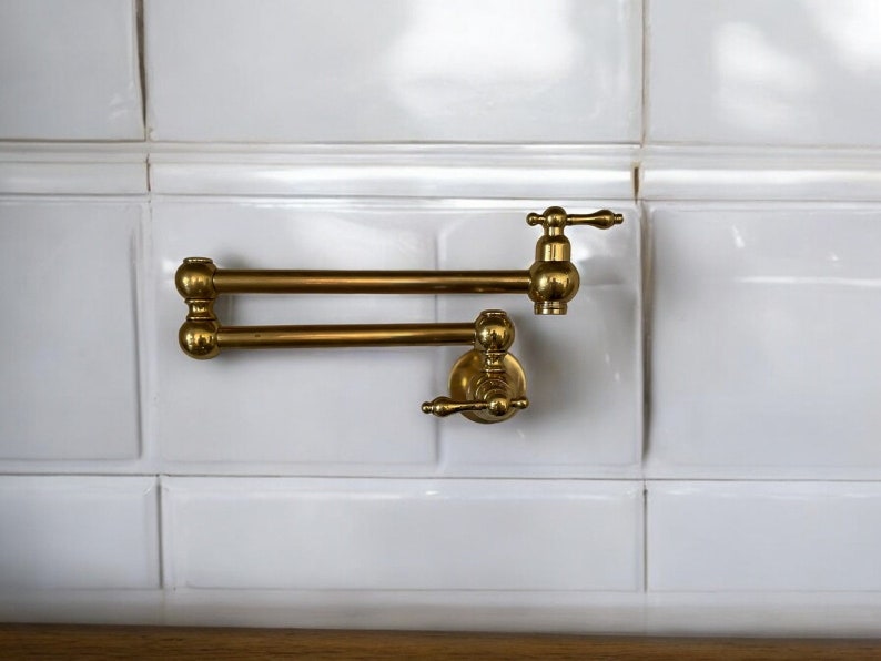 Unlacquered Brass Pot Filler: Wall-mounted Kitchen Faucet, Various ...