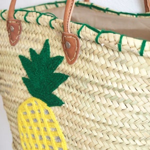 Handmade Pineapple Straw Tote Bag – Eco-friendly Beach Bag With Leather ...
