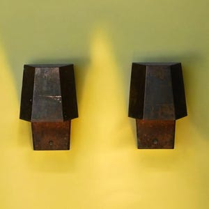 Set of 2 Copper Sconces Light, Outdoor Patina Wall Pendant, Triangle ...