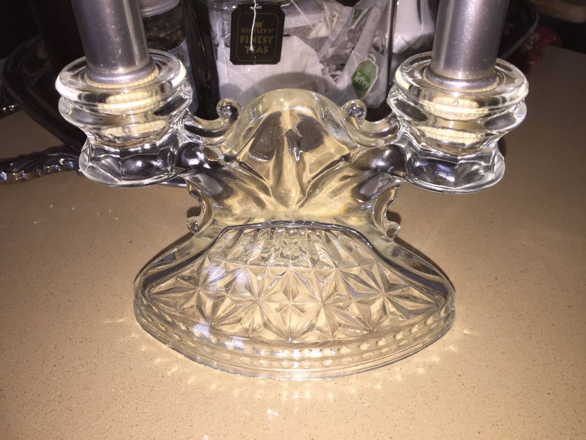 Antique Glass Double Candle Holder | Etsy