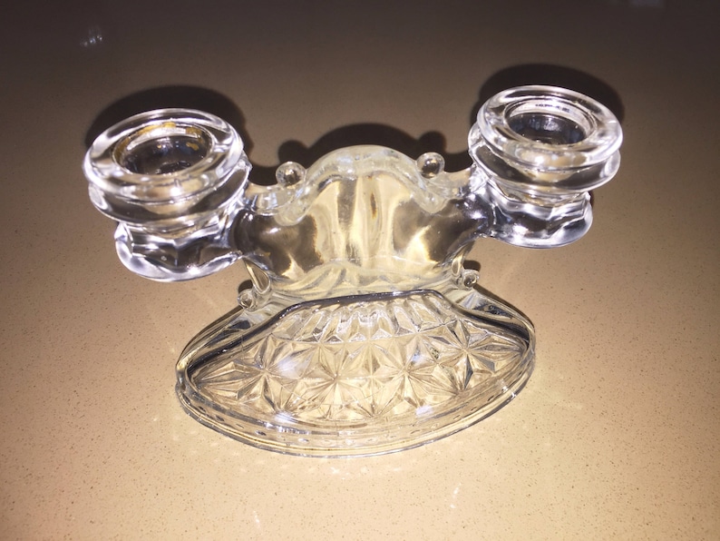 Antique Glass Double Candle Holder | Etsy