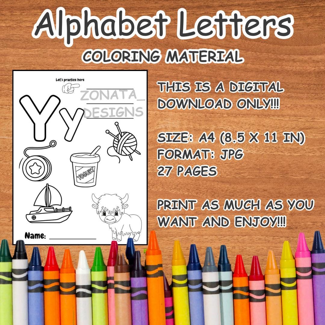 Digital Alphabet Letters Coloring Material/page for Kids, Toddlers, Pre ...