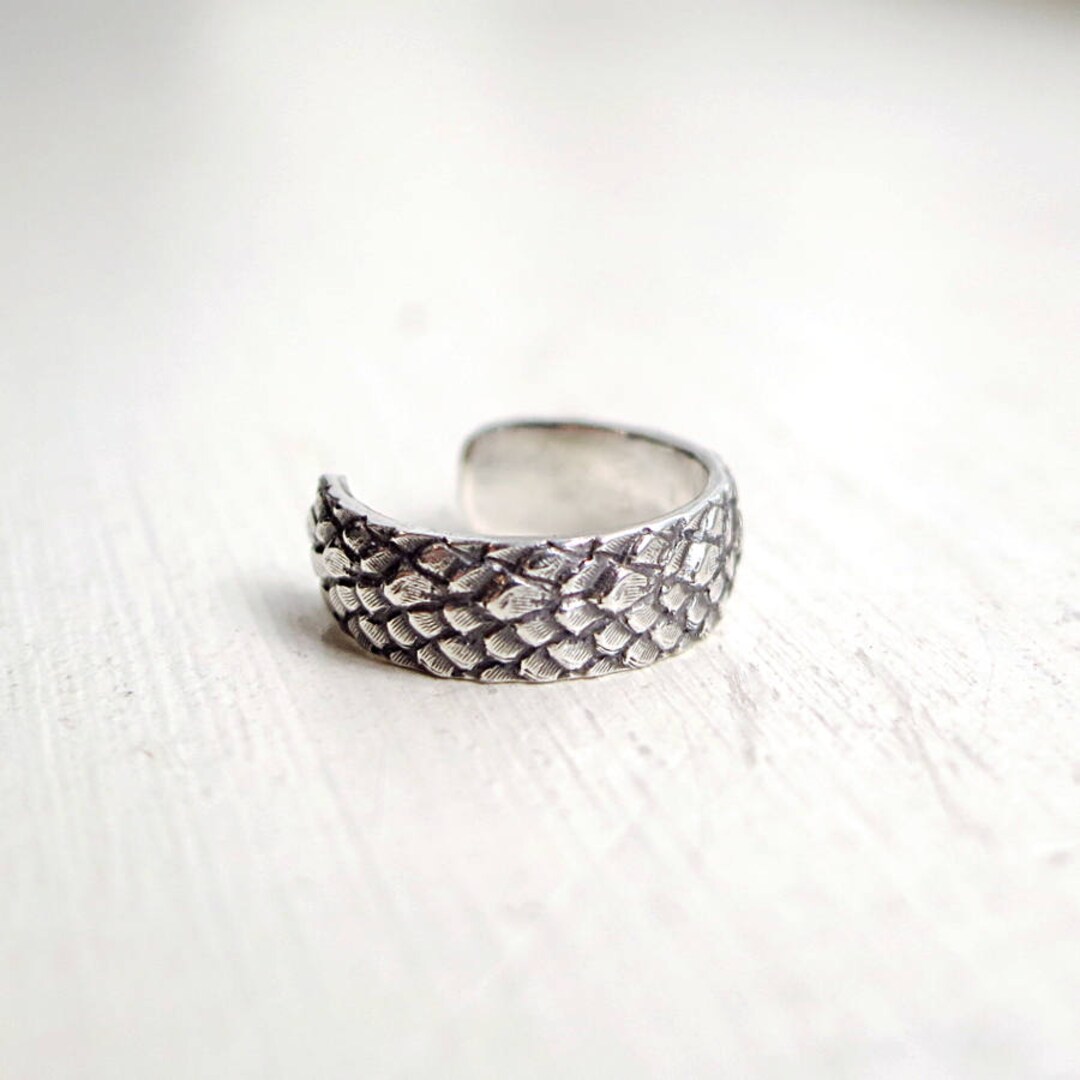 Sterling Silver Cuff Earring Dragon Scales Unisex Jewelry - Etsy