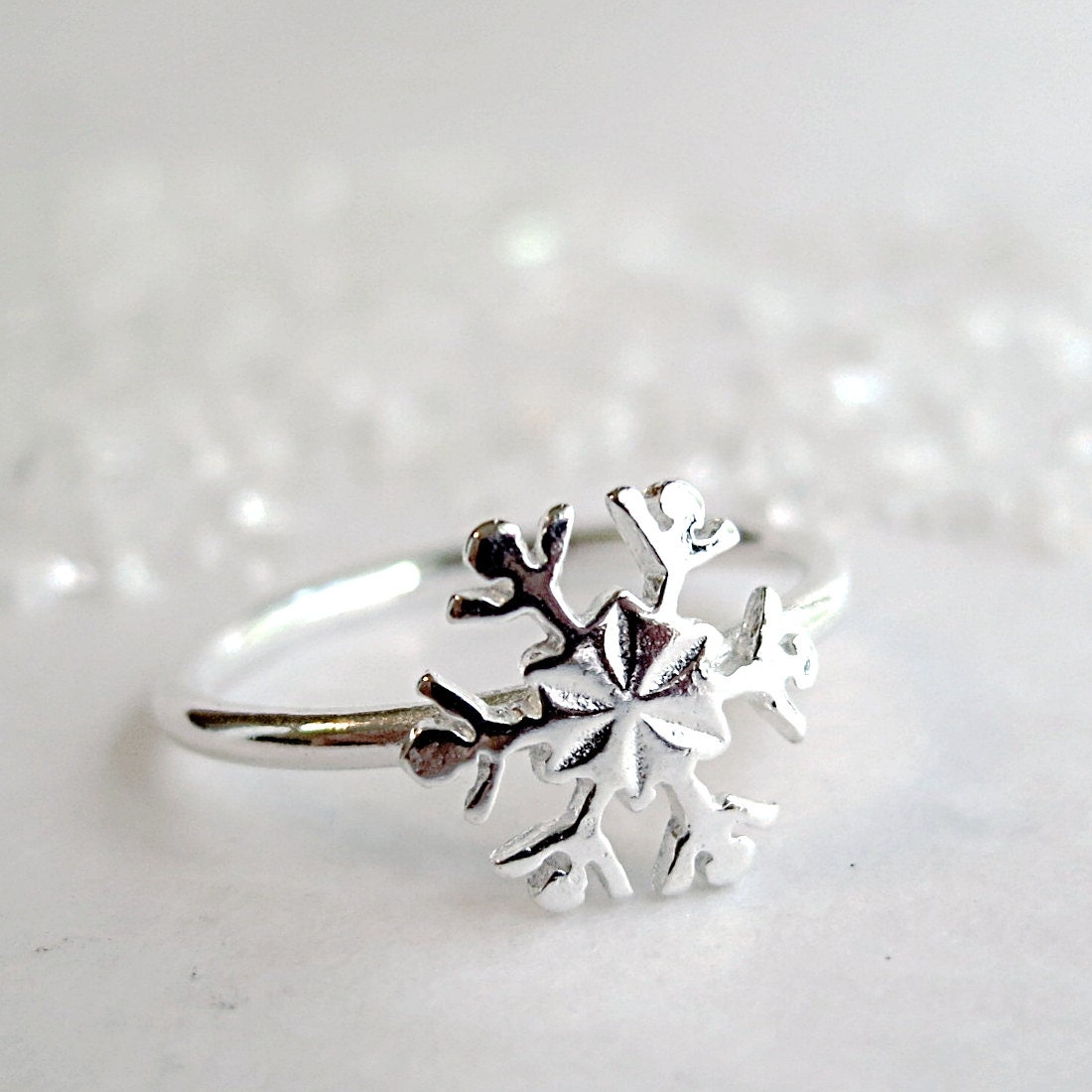 Snowflake Ring Sterling Silver Winter Jewelry Stack Ring - Etsy