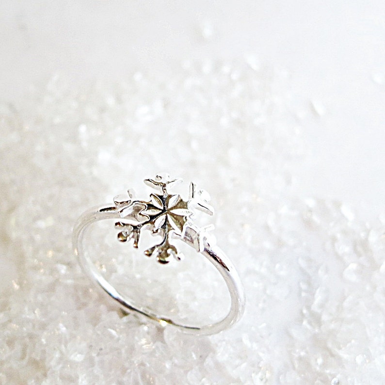 Snowflake Ring Sterling Silver Winter Jewelry Stack Ring - Etsy