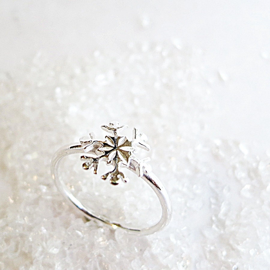 Snowflake Ring Sterling Silver Winter Jewelry Stack Ring - Etsy