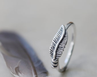 Feather Ring, Hipster Ring, Stack Ring, Stack Band, Sterling Silver ...