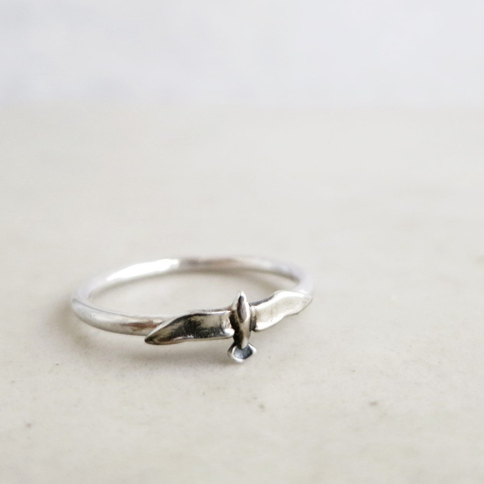 Bird Ring Sterling Silver Seagull Stacking Ring Nature - Etsy