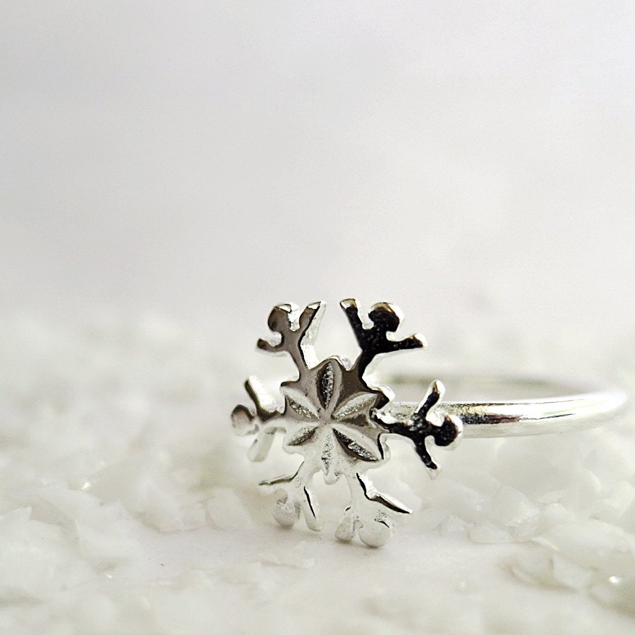 Snowflake Ring Sterling Silver Winter Jewelry Stack Ring - Etsy
