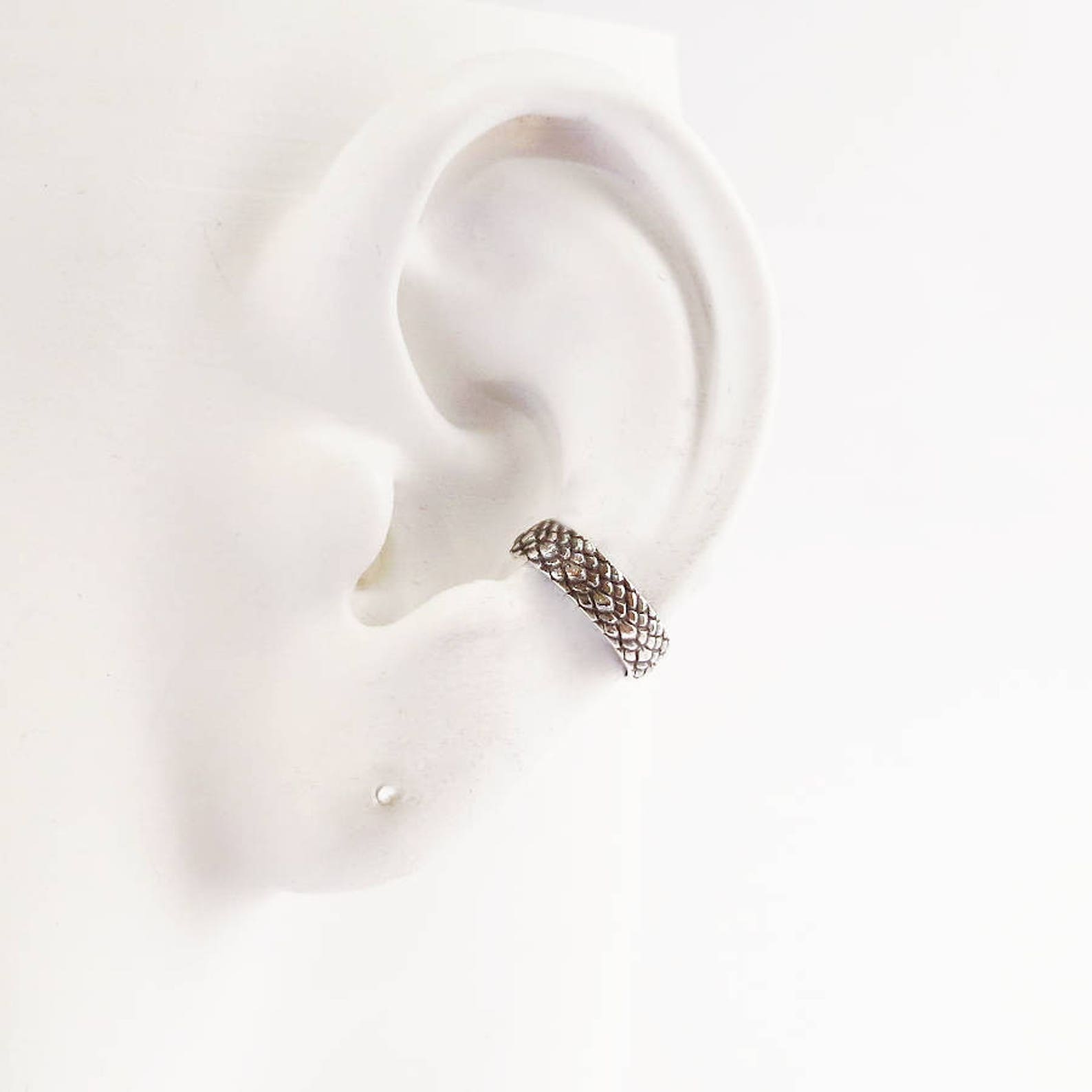 Sterling Silver Cuff Earring Dragon Scales Unisex Jewelry - Etsy