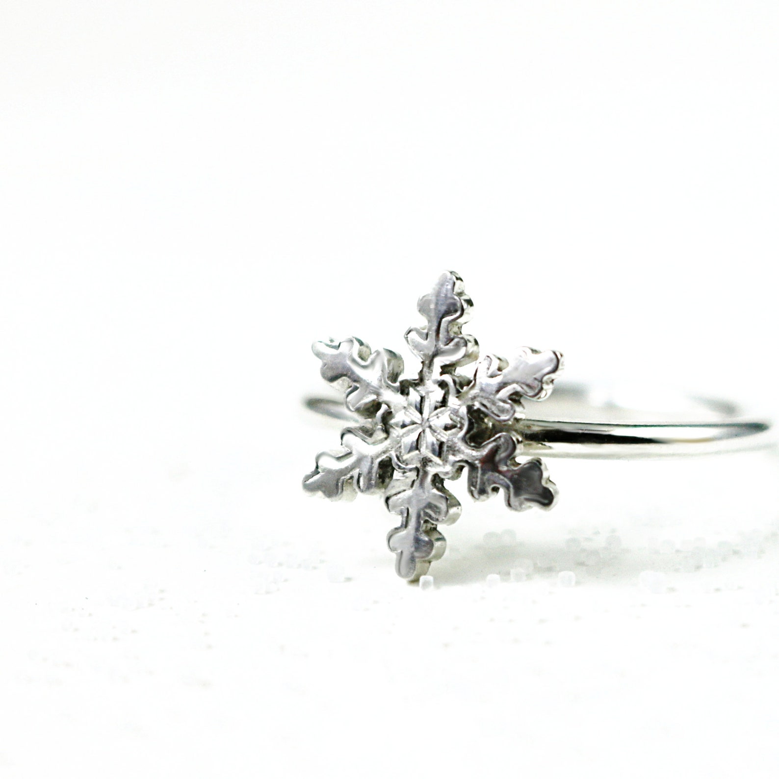 Snowflake Ring in Sterling Silverstackable Winter Jewelry - Etsy