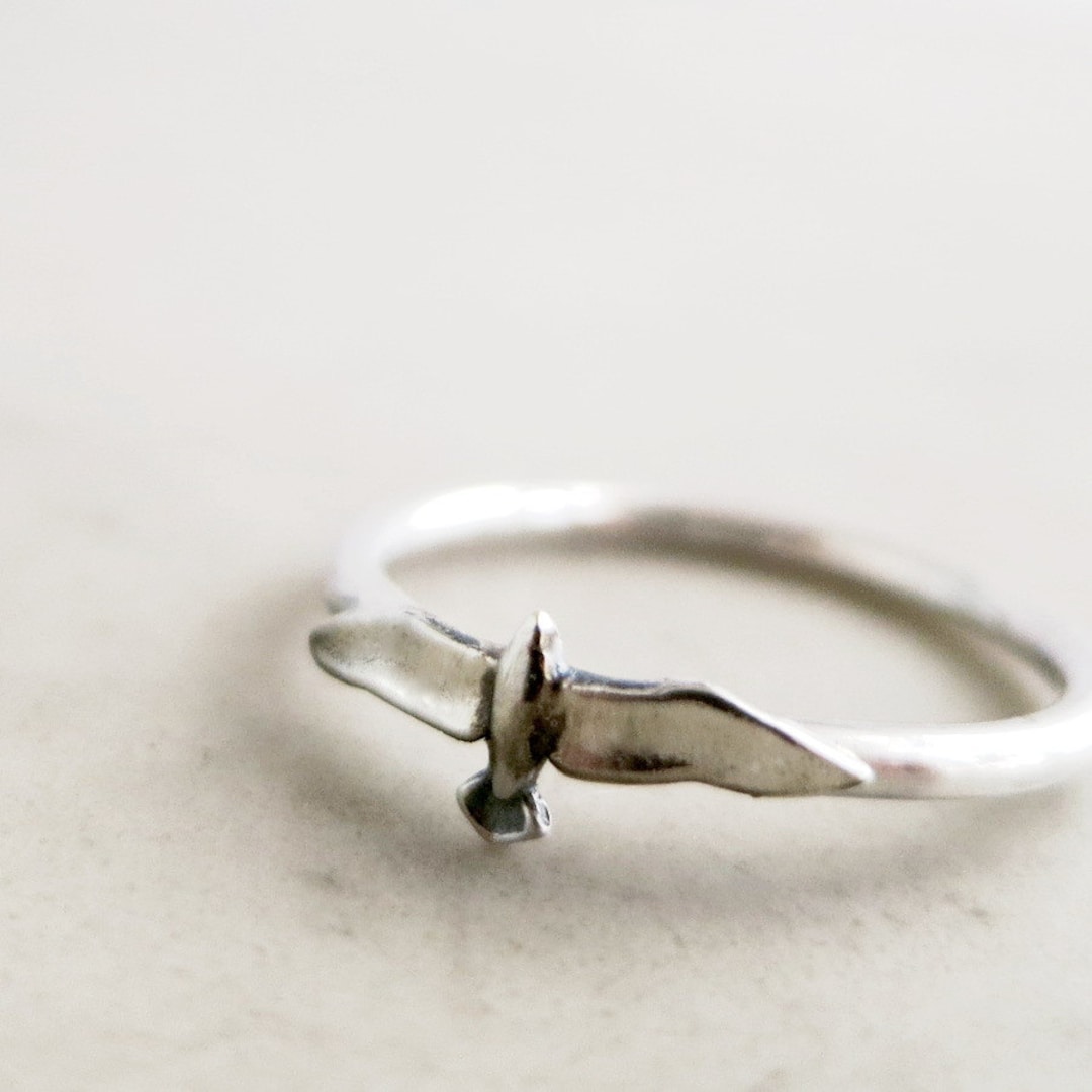 Bird Ring, Sterling Silver, Seagull, Stacking Ring, Nature Inspired ...
