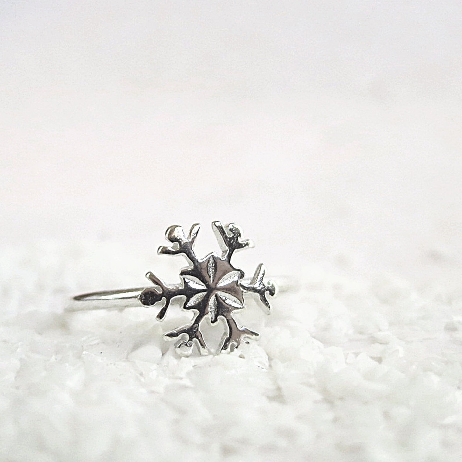 Snowflake Ring Sterling Silver Winter Jewelry Stack Ring - Etsy