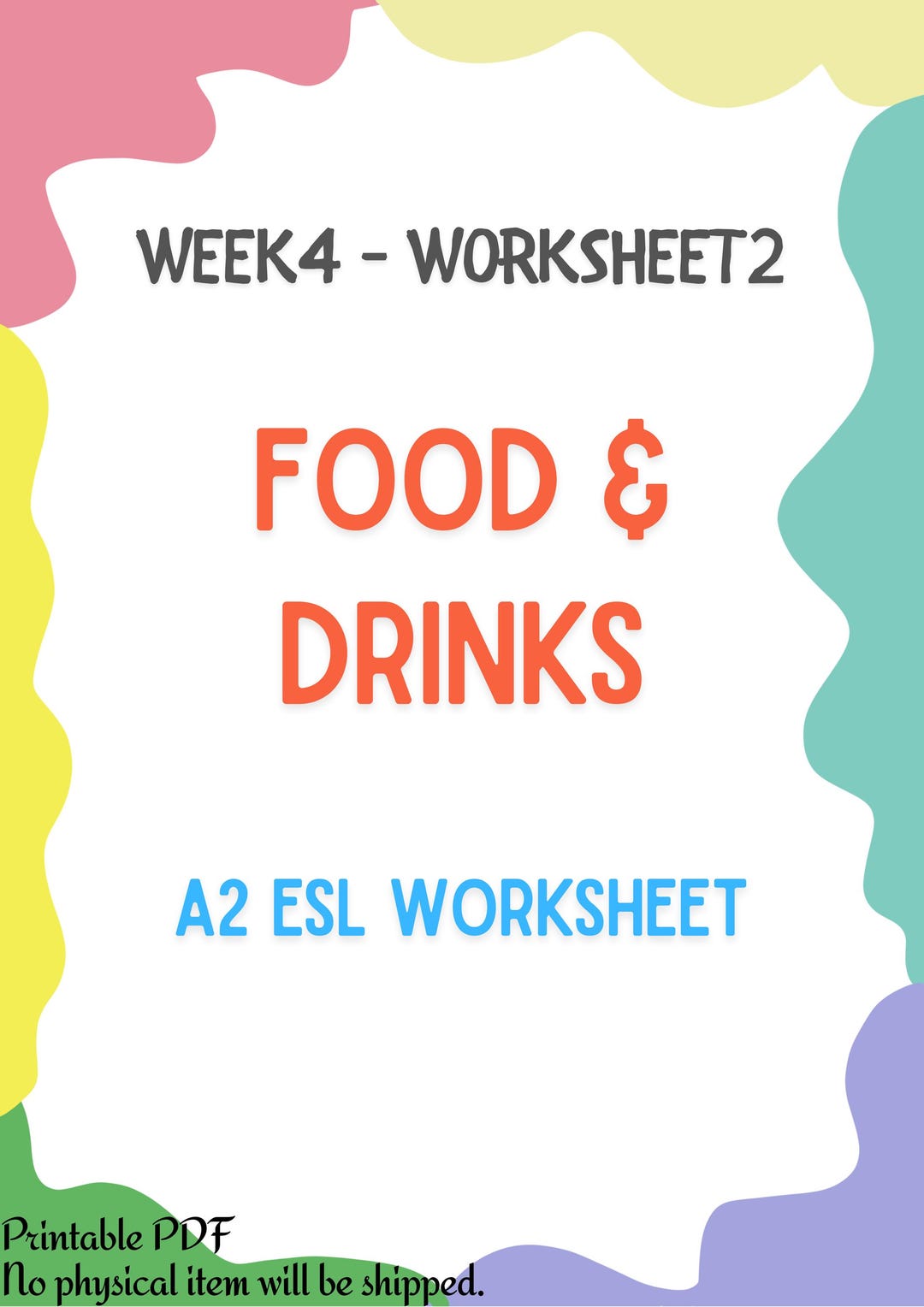 A2 ESL Reading Comprehension-vocabulary Worksheet | Food & Drinks - Etsy
