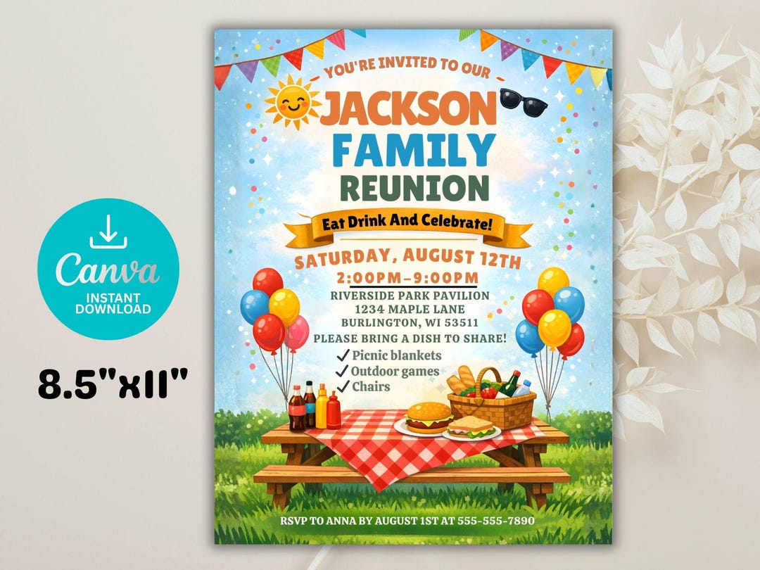 DIY Family Reunion Flyer Template, Editable Cousin Reunion Invite ...