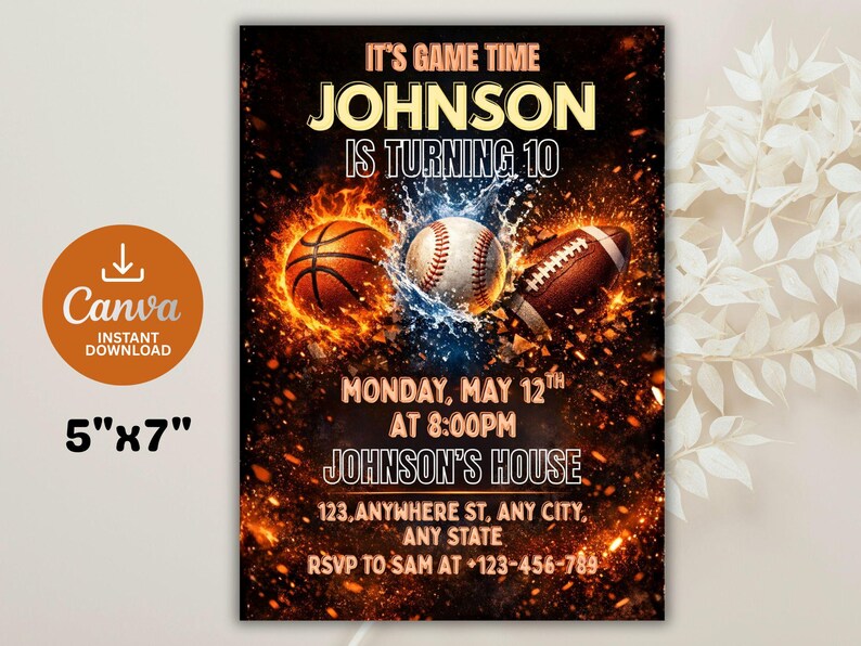 Editable All-star Sports Birthday Invitation Template (digital Download ...