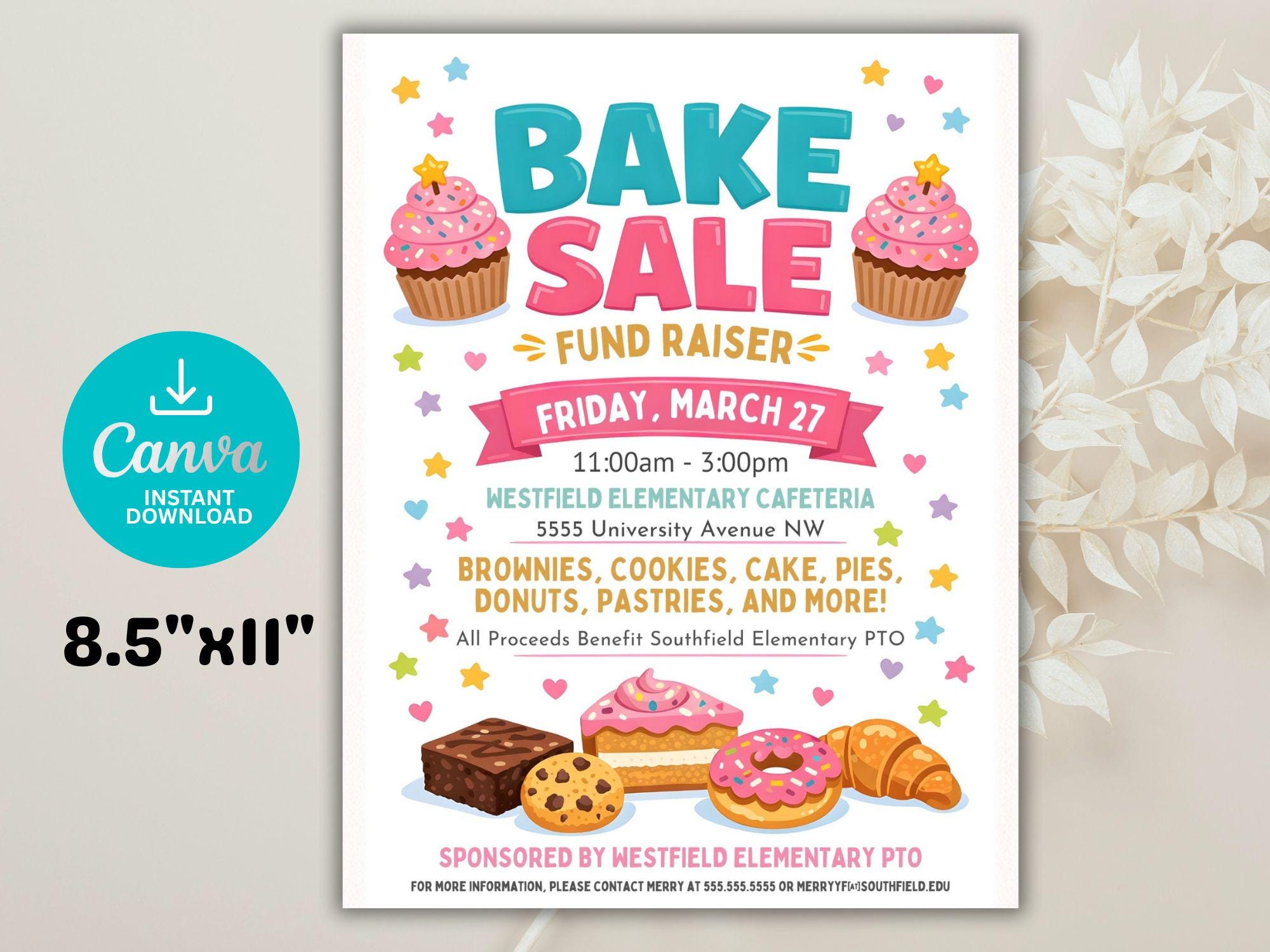 Editable Bake Flyer Template | Canva Printable Fundraiser - Etsy